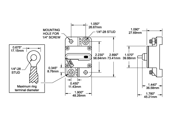 CIRCUIT BREAKER THERMAL SURFACE MOUNTING - MANUAL RESET / DISCONNECT ...
